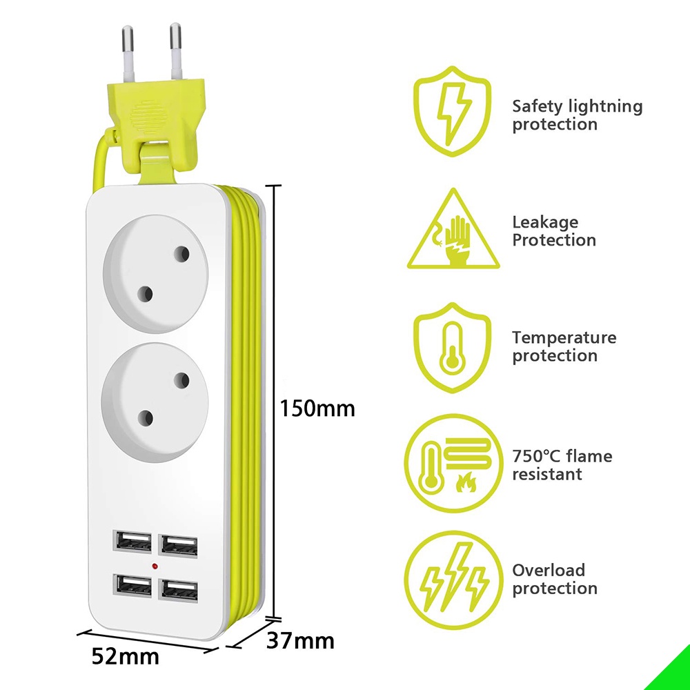 Jual Portable Stop Kontak Travel - 4 USB Port - Kabel 1,5 Meter/Stop ...