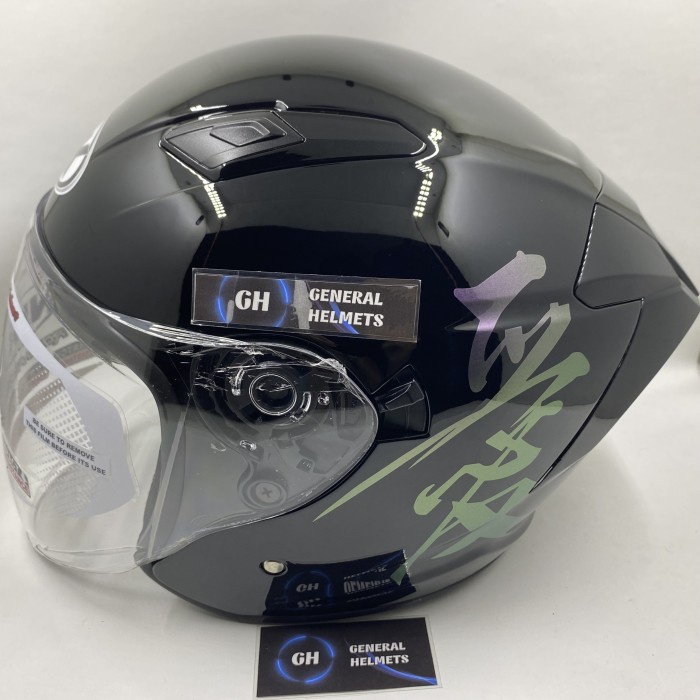 Jual HELM NHK R1 MAX MOTIF KANJI BLACK SILVER PEARL DOUBLE VISOR HALF ...