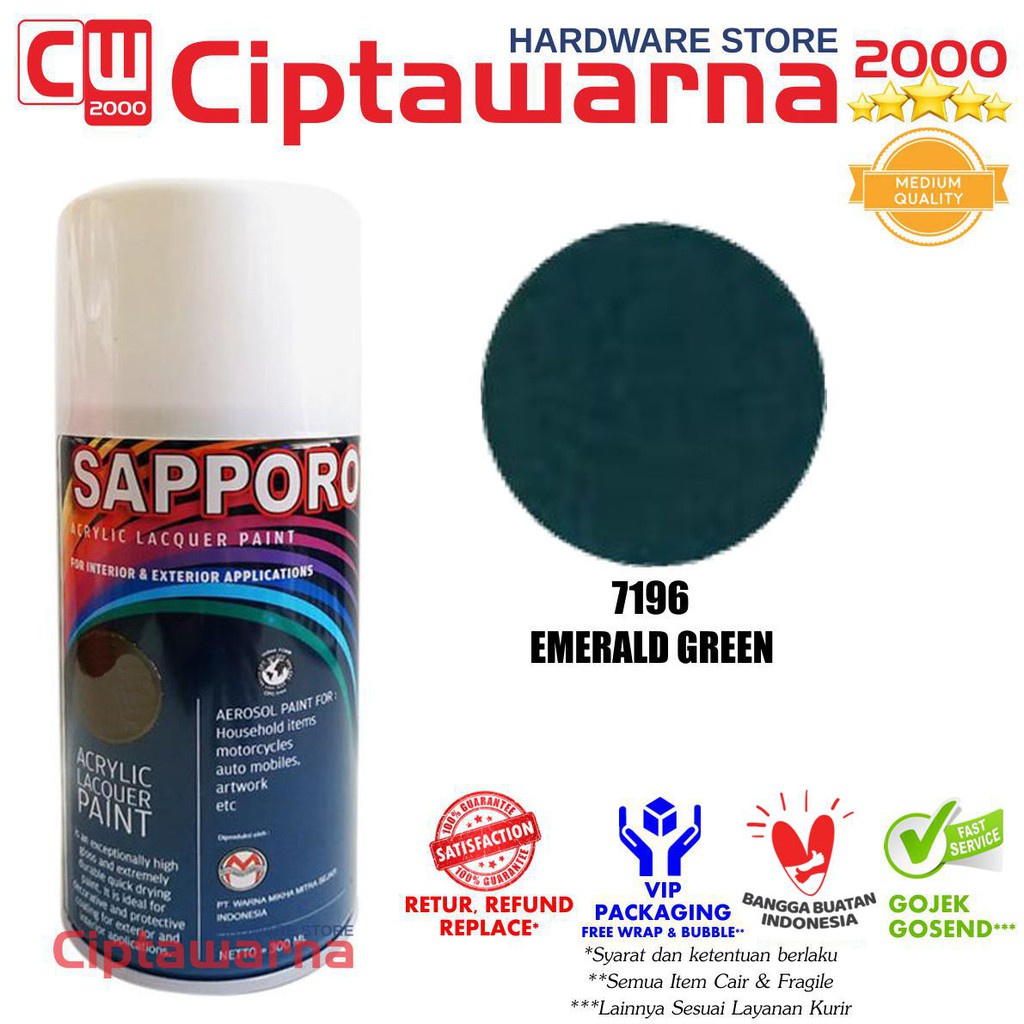 Jual CAT SEMPROT SAPPORO SAPORO 7196 EMERALD GREEN 300ML - CWK | Shopee ...