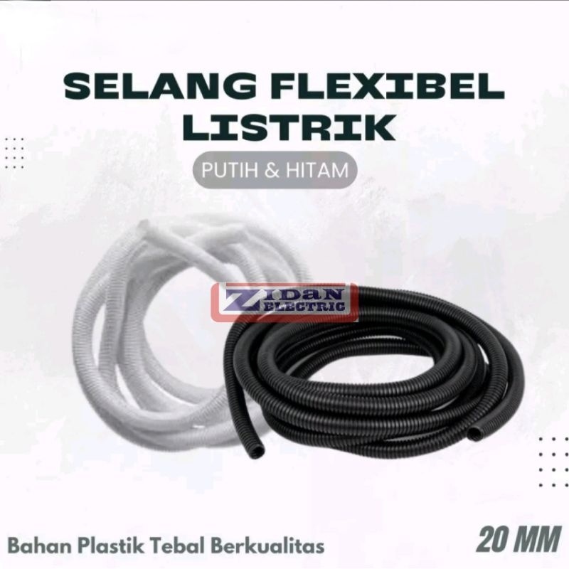 Jual Selang Flexibel 20mm / Selang Kabel Listrik Spiral Flexible Hitam ...