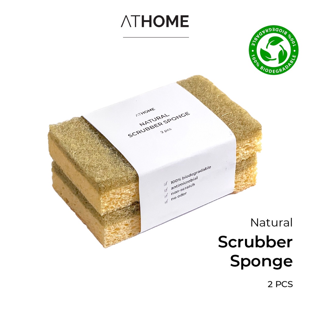 Jual ATHOME Natural Scrubber Sponge 2 Pcs / Sponge Cuci Piring Ramah ...