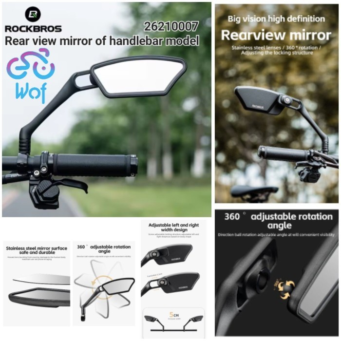 Jual ROCKBROS 26210007 Kaca Spion Sepeda Bicycle Rear View Mirror 360 ...