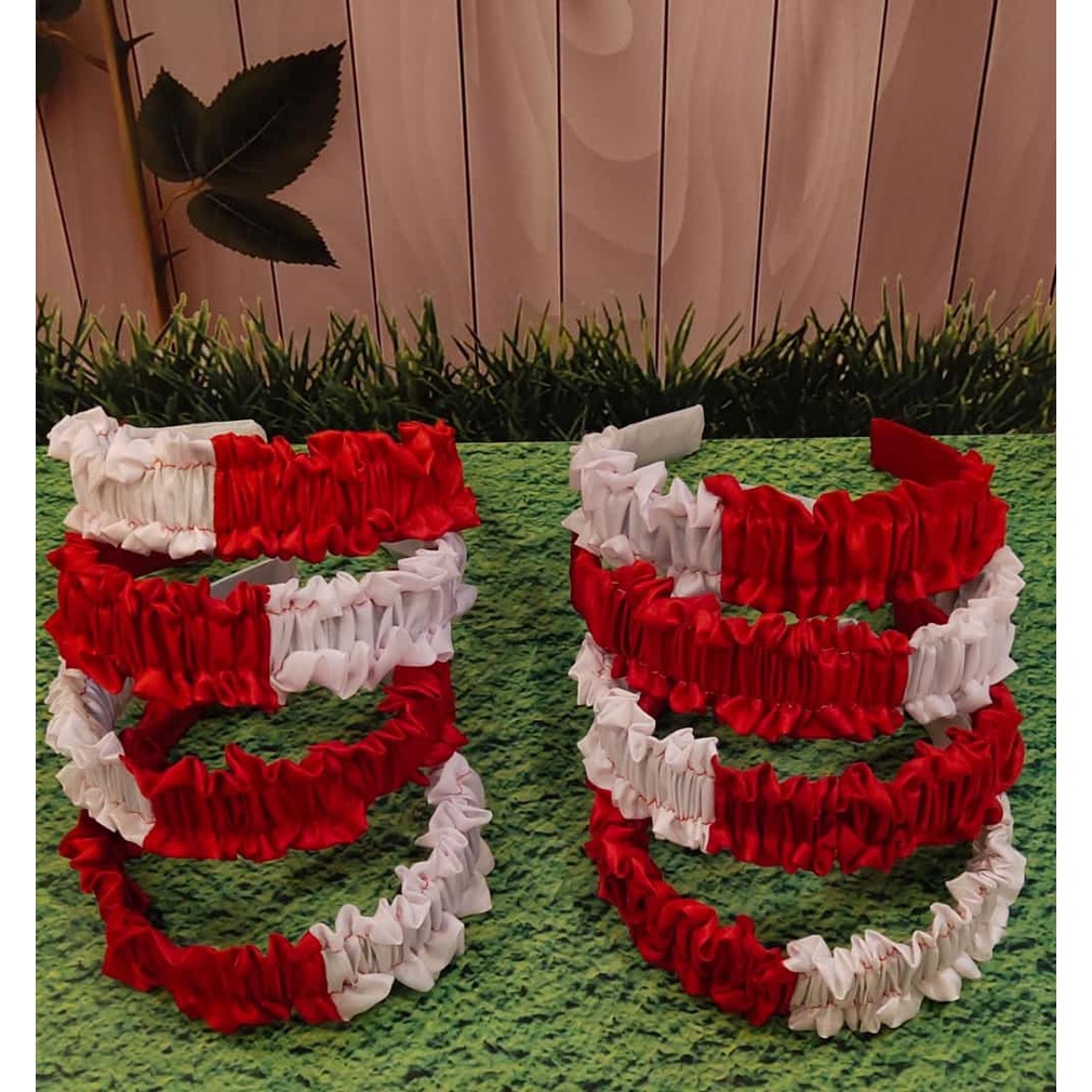 Jual Bando Kerut Merah Putih 1 Pcs - Bando Scrunchie Ruffle Spesial HUT ...