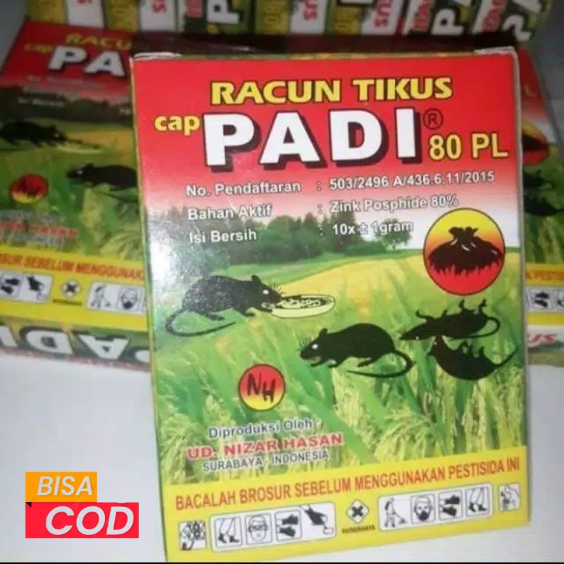 Jual Racun Tikus PADI 80PL per box ISI 10 bungkus @ 1 gram | Shopee ...