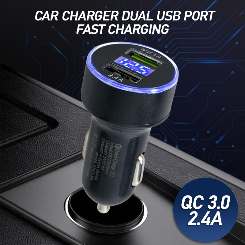 Jual Leeioo Car Charger + LED Screen Colokan Mobil USB Fast charging ...