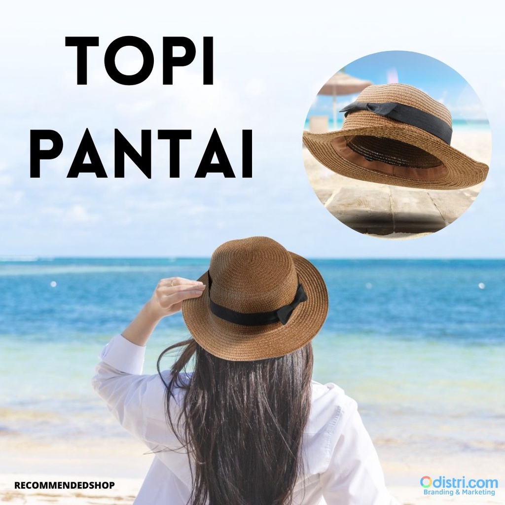 Jual Topi Pantai Panama Summer Sun Beach Straw Hat Topi Travelling Musim Panas Pelindung Sinar ...