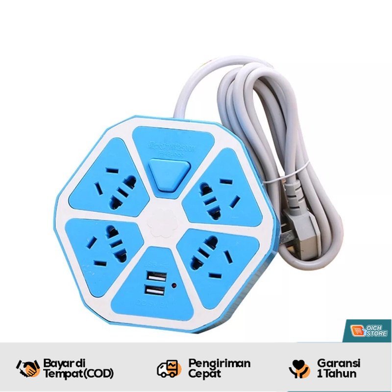 Jual Kabel Olor SOKET 4 USB Mutifungsi Hexagon Colokan Colok Stop ...