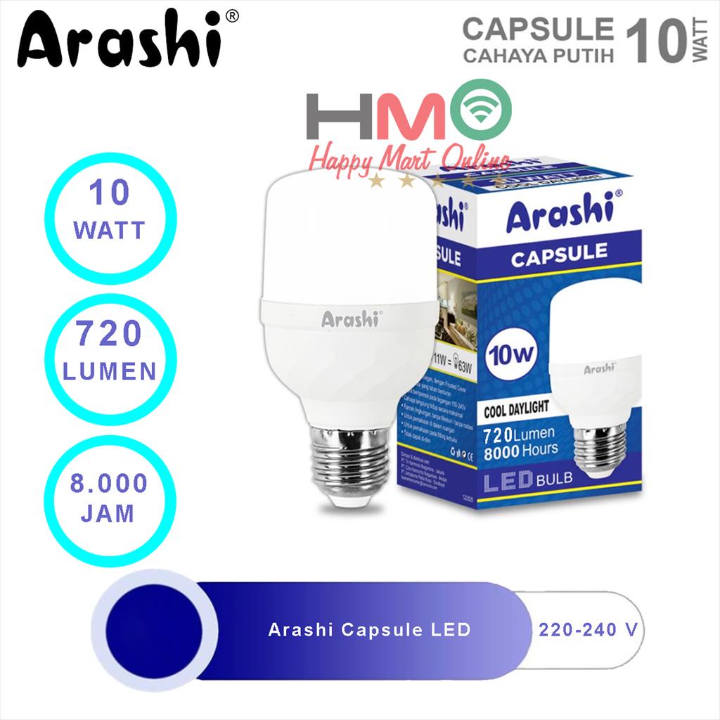Jual Arashi Lampu Bohlam LED Capsule 10W CDL Lampu Kapsul 10 Watt Cahaya Putih | Shopee Indonesia