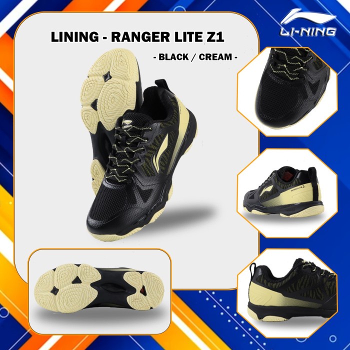 Jual SEPATU BADMINTON SHOES LINING RANGER LITE Z1 BLACK CREAM ORIGINAL ...