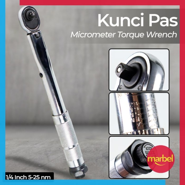 Jual Kunci Pas Kunci Torsi Micrometer Torque Wrench 1/4 inch 5-25 nm ...