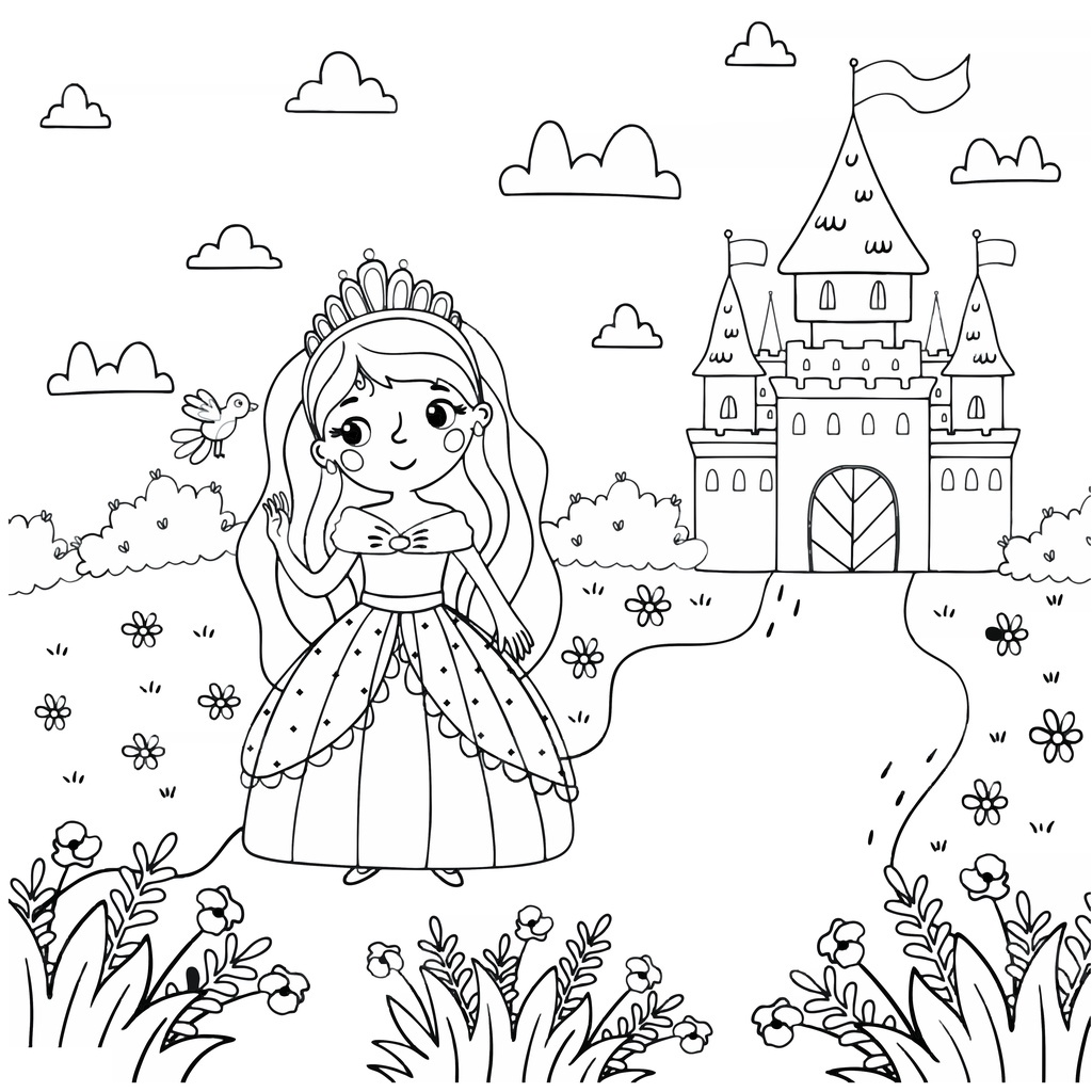 Jual Gambar Mewarnai ~ PRINCESS/ Seketsa Lukis / Drawing Sketch ...
