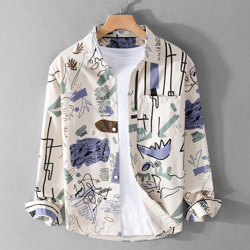 Jual Spring and Autumn Japanese Retro Printing Casual Long sleeved ...