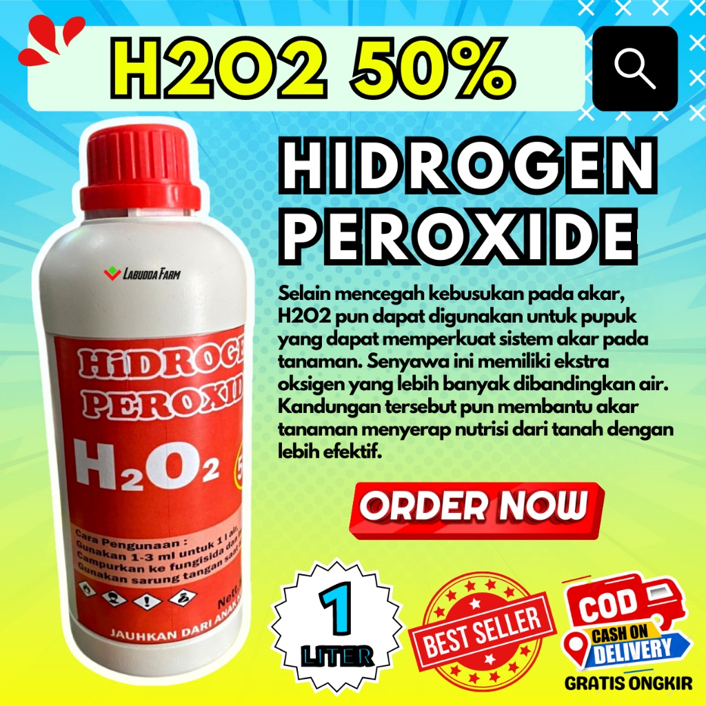 Jual H2O2 50% Hidrogen Peroksida Cairan H2O2 Hidrogen Peroxide 1 Liter ...