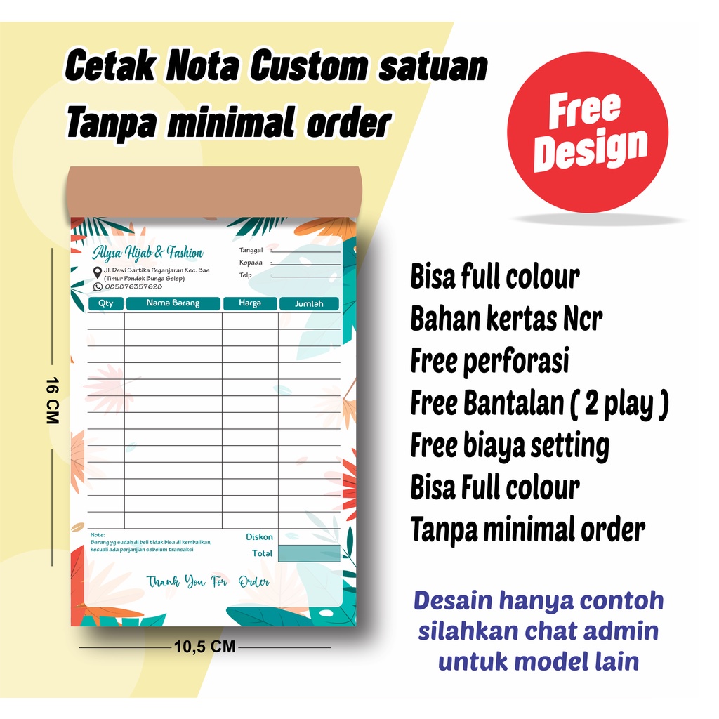 Jual CETAK NOTA - NOTA OLSHOP MOTIF BUNGA -- 2 PLY - RANGKAP ...