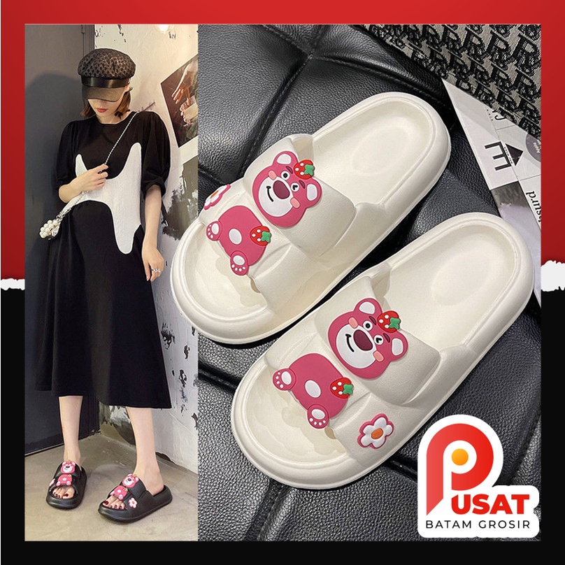 Jual Pusat Batam Grosir - S1090 Sandal Model Strawberry Bear / Sandal ...