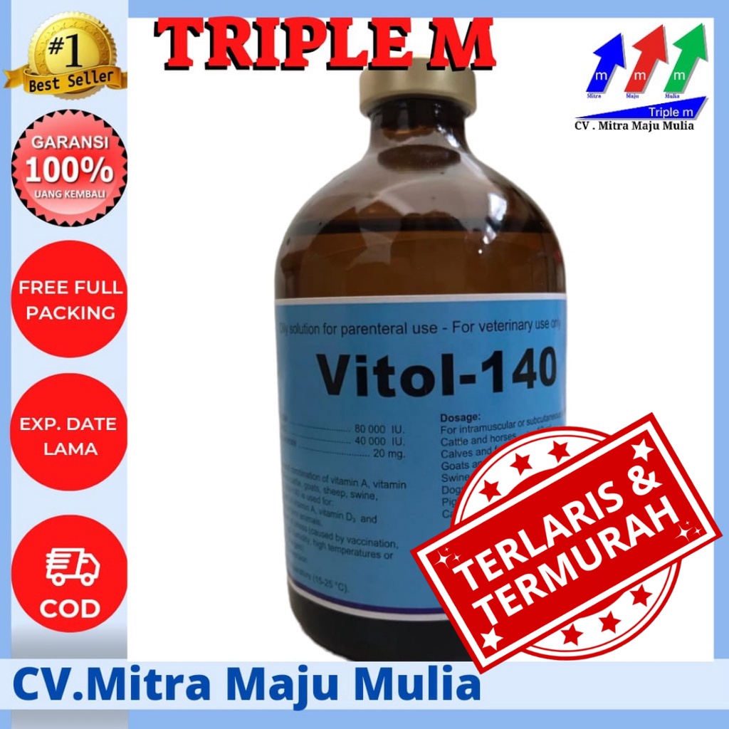 Jual JR73OL Vitol 140 isi 100ml Original - Vitamin ADE Perbaiki Kondisi dan Produktivitas Hewan ...