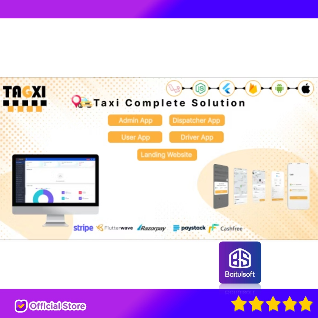 Jual SOURCE CODE APLIKASI TAGXI - FLUTTER COMPLETE TAXI BOOKING ...