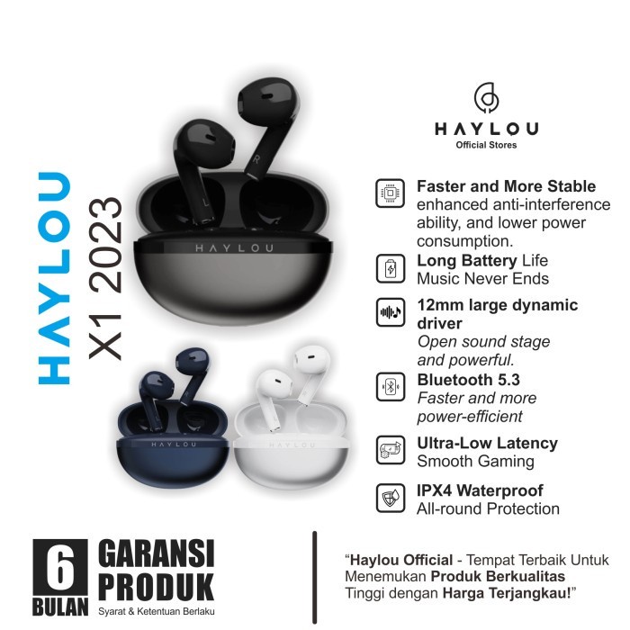 Jual Haylou X1 2023 TWS True Wireless Earbuds Headset Bluetooth 5.3 App ...