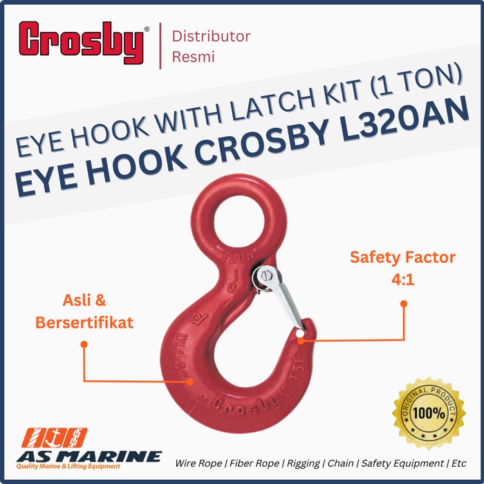 Jual Crosby Hook Eye L320AN (S320AN) with Latch Kit, 1 Ton Alloy ...