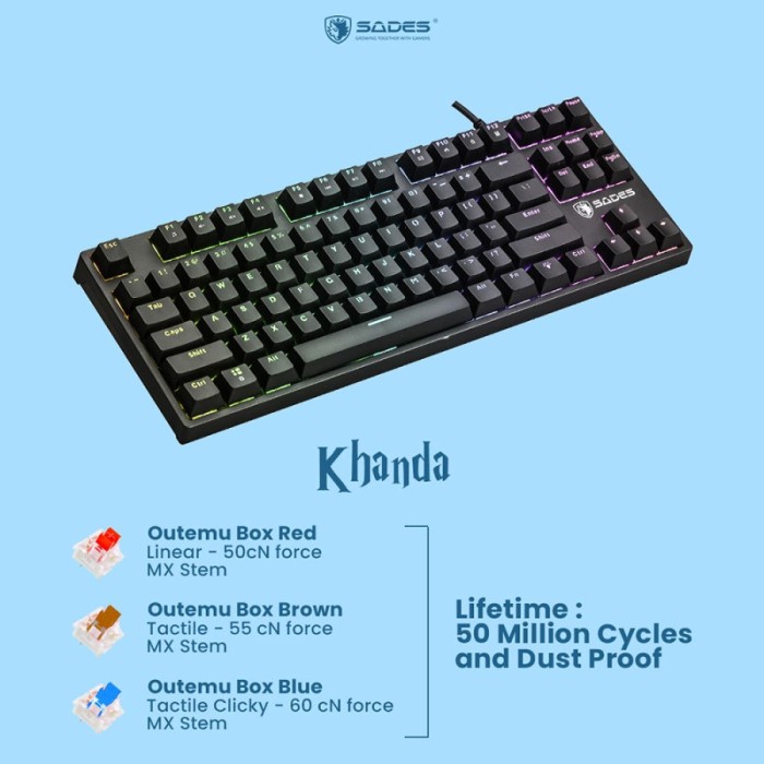 Jual Sades Khanda Mechanical Gaming Keyboard TKL Removable Switch ...