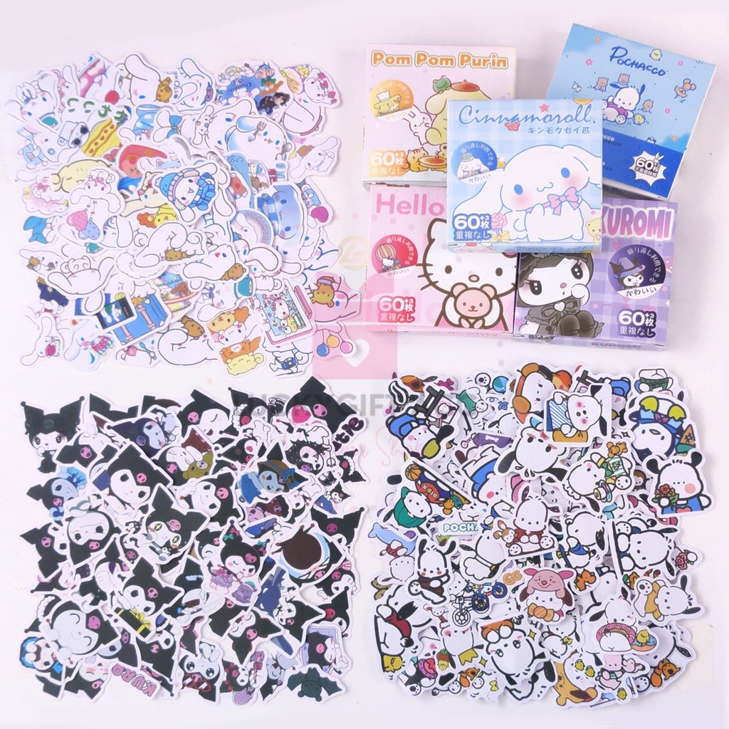 Jual (63PCS) STICKER AESTHETIC SANRIO WITH BOX / STIKER SANRIO ...