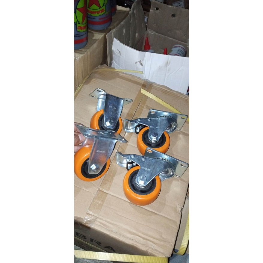 Jual Roda etalase 3 inch MULLER 4 biji 2 hidup + rem 2 mati tanpa rem ...