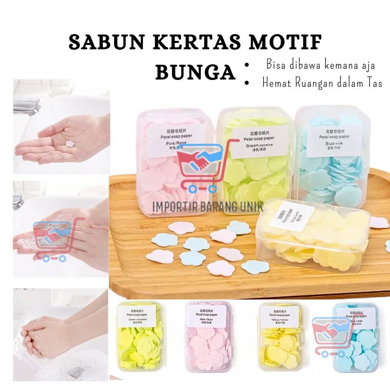 Jual IMB -I202- Sabun Kertas Motif Bunga - Sabun Cuci Tangan Travelling ...