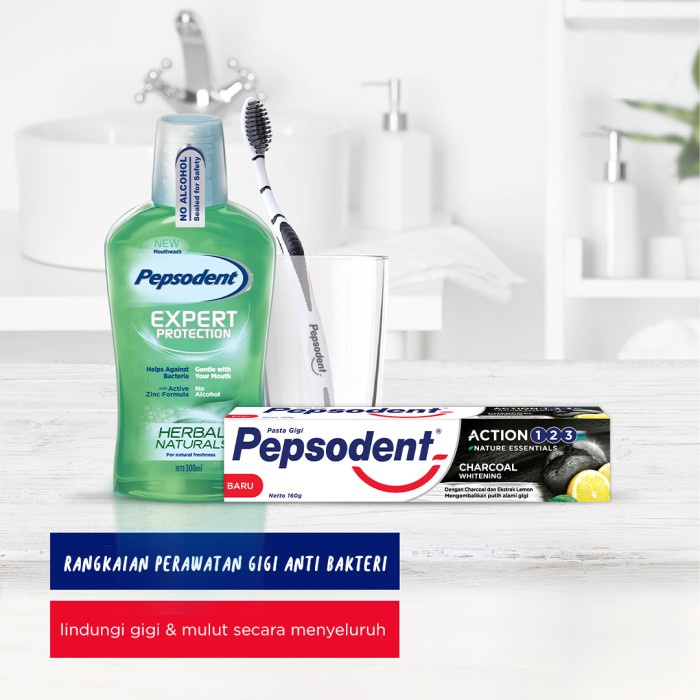 Jual Pepsodent Obat Kumur Mouthwash Herbal Natural Anti Bakteri - 300Ml ...