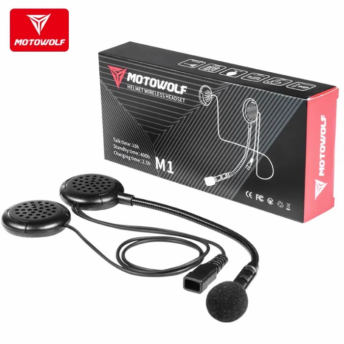 Jual MOTOWOLF Bluetooth Headset Helm Motor Telepon Musik USB Wireless ...