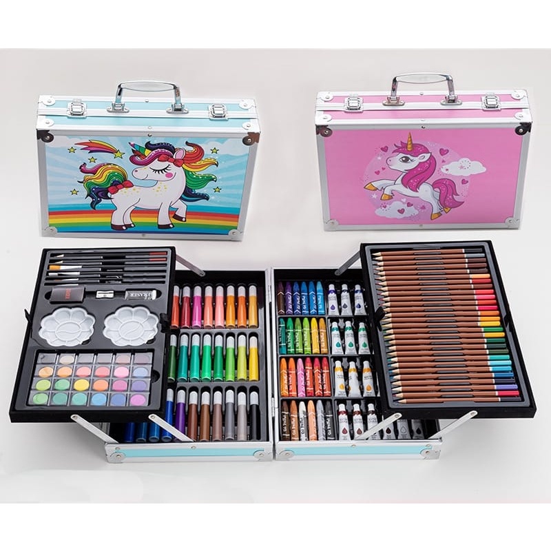 Jual GU Crayon Set 145pcs Koper Aluminium Besi Krayon Pensil Warna 145 ...