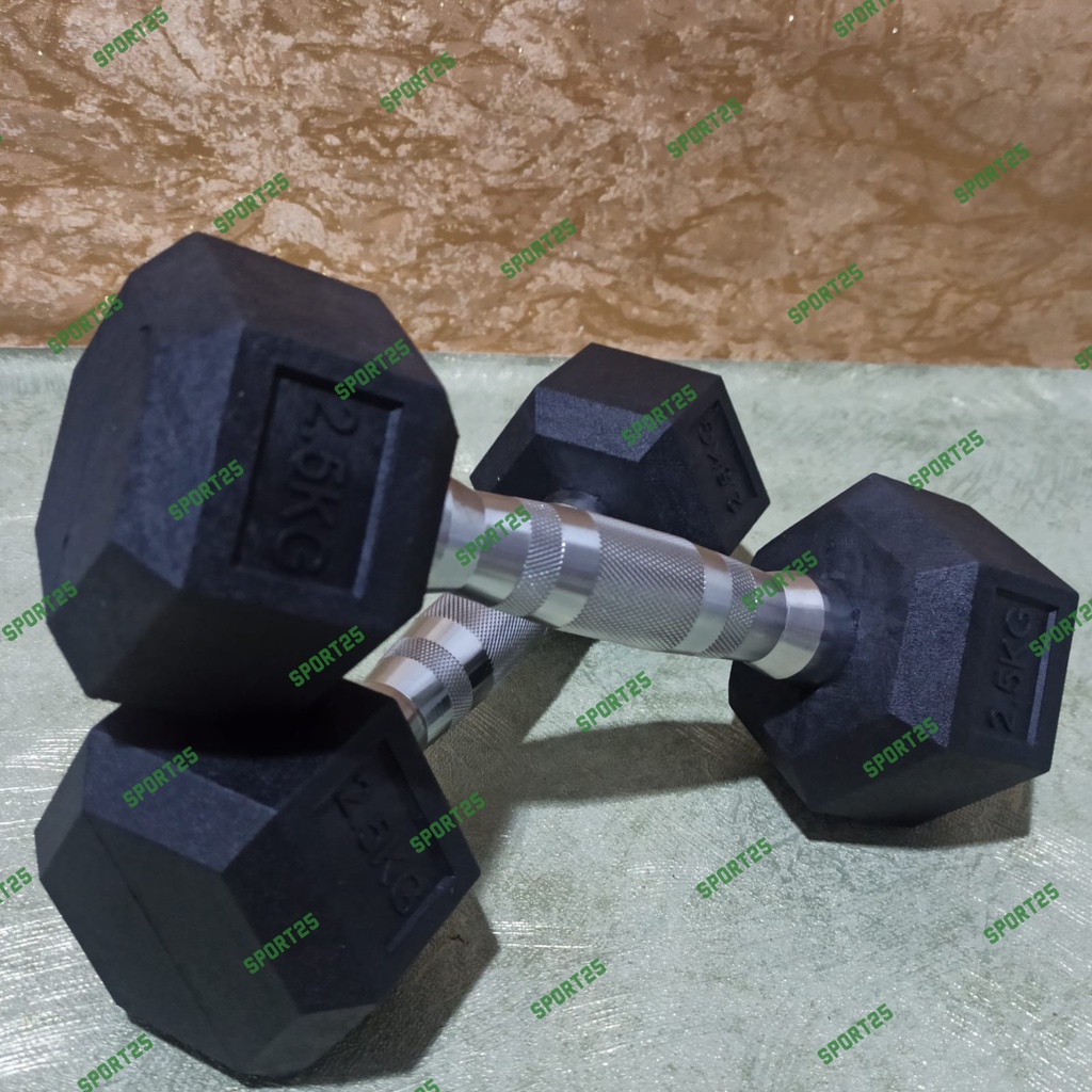 Jual Dumbell Dumbel Dumbbel Dambel Hex Hexagonal Rubber ROX 2,5 Kg ...