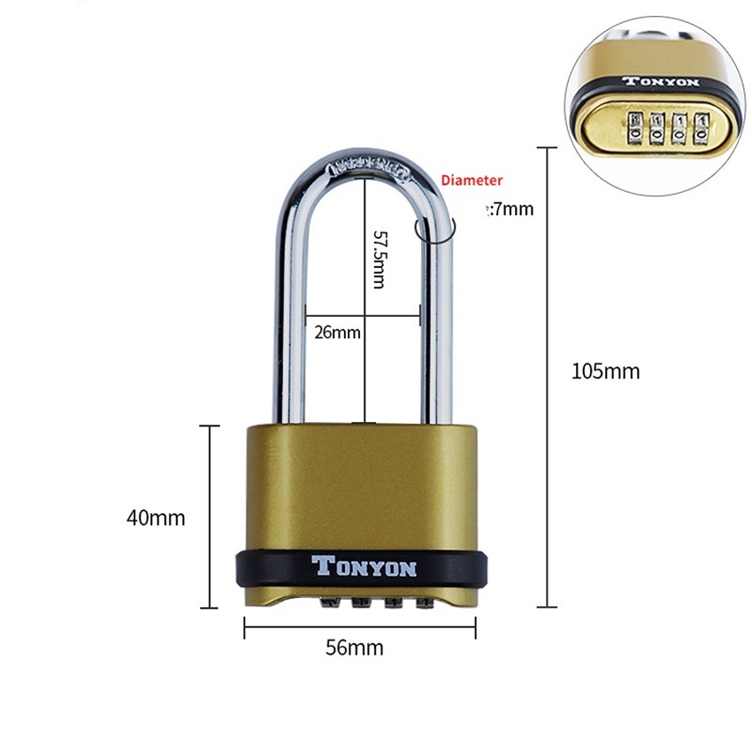 Jual Gembok Padlock TONYON 4 Digit Kombinasi Angka Gembok Panjang ...