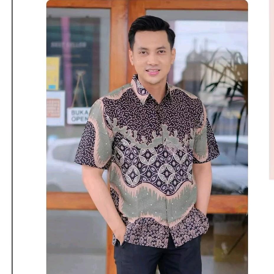 Jual Hem Batik Pria Lengan Pendek Warna Hijau Sage Reguler fit | Shopee ...