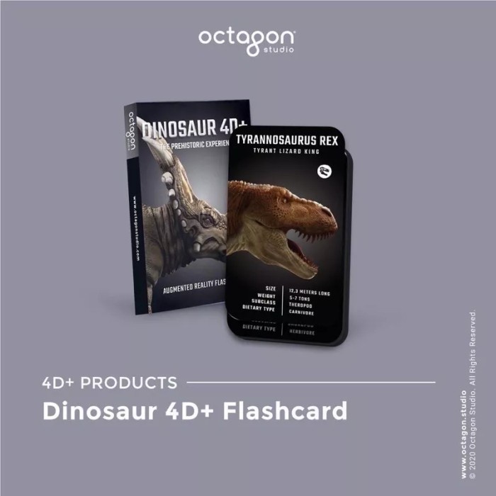 Jual Octagon 4D+ Augmented Reality Flashcard Dinosaur card flash AR ...
