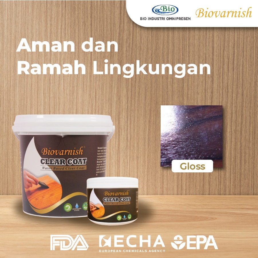 Jual Cat Kayu Clear Bio Varnish Clear Coat Water Based Gloss 1kg ...