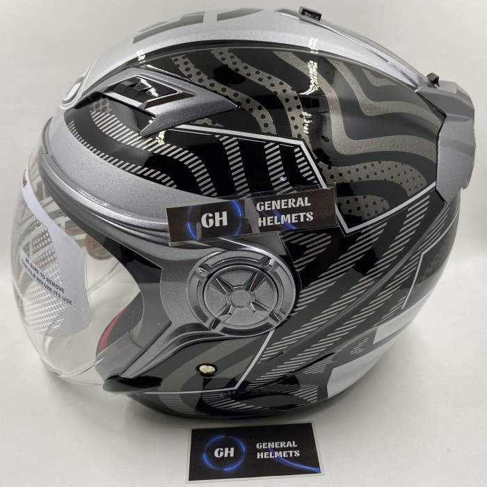 Jual HELM NHK GLADIATOR MOTIF UNITY BLACK SILVER GLOSSY | Shopee Indonesia