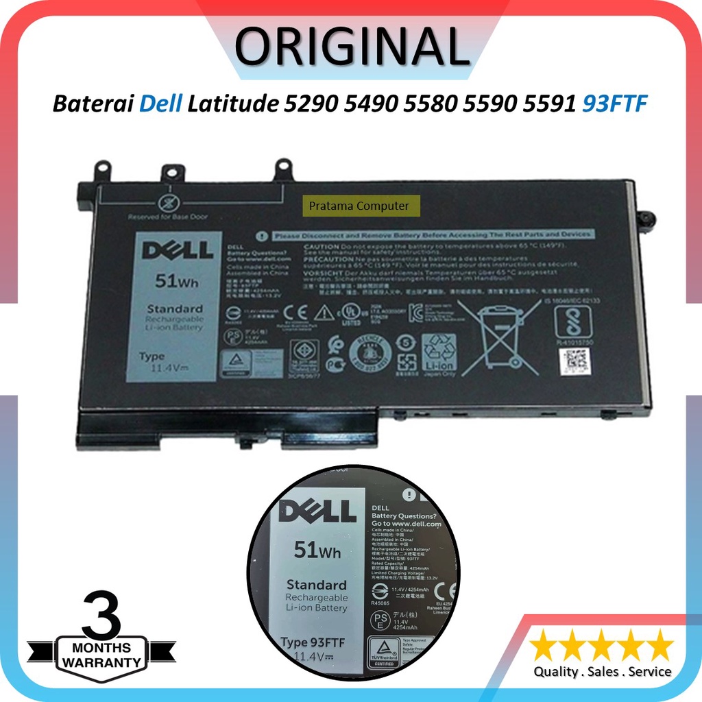 Jual Baterai Battery Dell Precision 15 3520 3530 Type 93FTF 51Wh ...