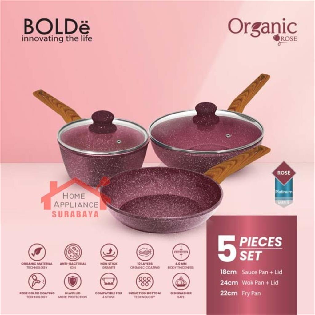 Jual BOLDe Organic ROSE Cookware Set Granite Coating 5 PCS - Frypan ...
