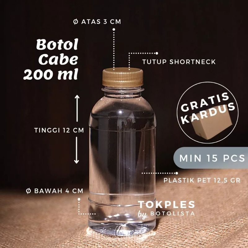 Jual Botol Plastik 200ml (isi 50pcs = 1kg) FREE Packing KARDUS Botol ...
