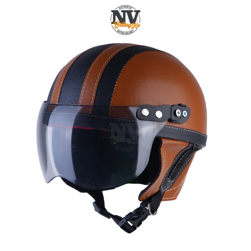 Jual HELM ANAK RETRO 1 2 3 4 5 TAHUN KULIT PREMIUM POLOS GARIS CHIPS ...