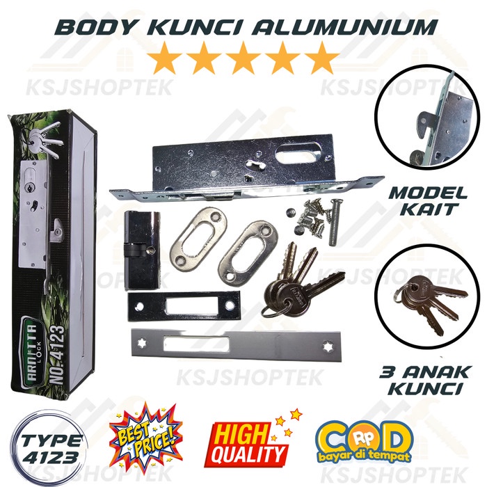 Jual Body Kunci Sliding Geser Pintu Alumunium Body KAIT / SWING DAN ...