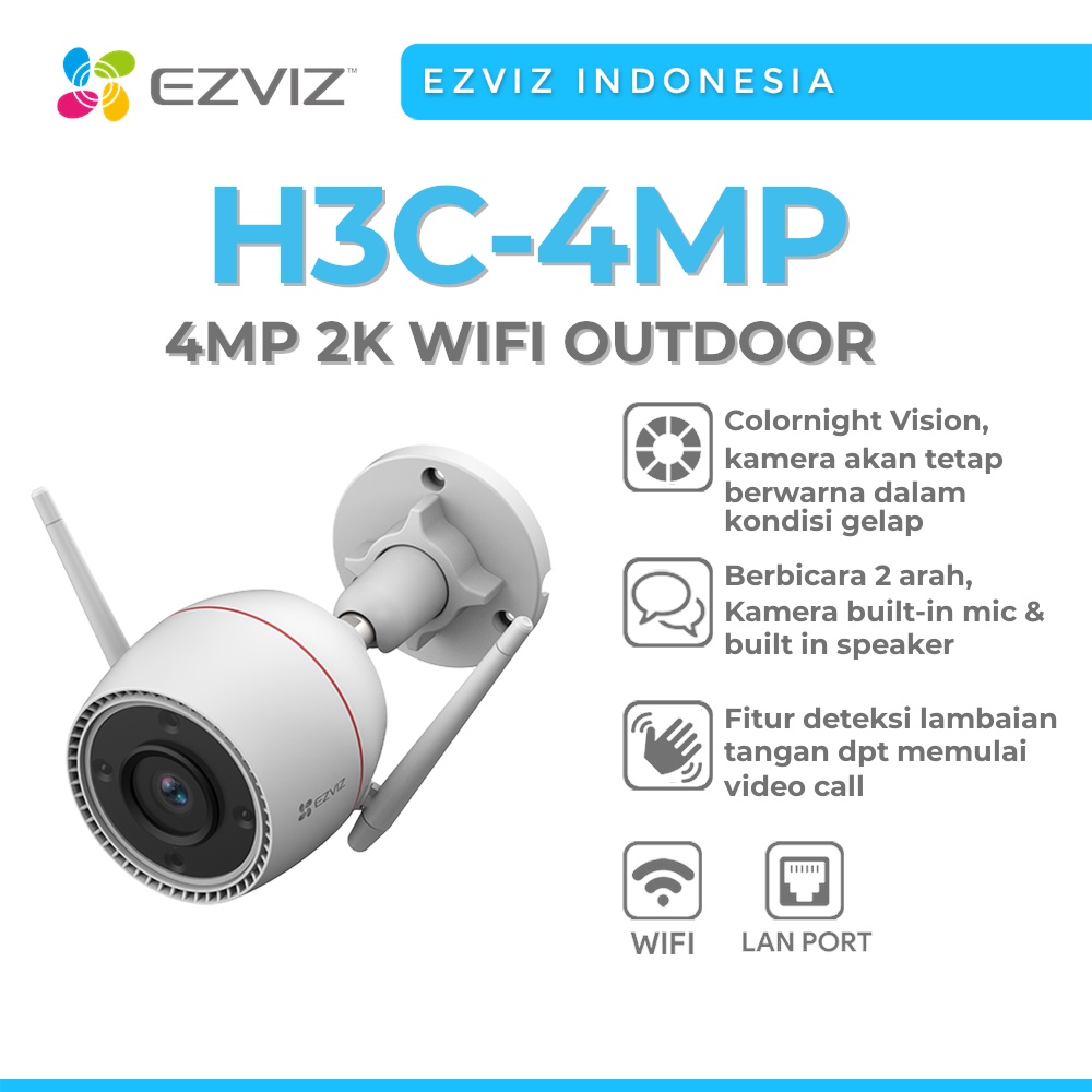 Jual EZVIZ H3C 4MP 2K COLORNIGHT VISION 2WAY AUDIO H265 WIFI OUTDOOR CAMERA | Shopee Indonesia