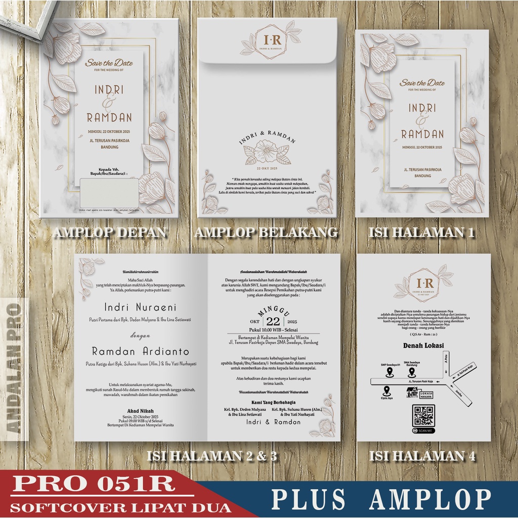 Jual Pro 051R Plus Amplop - Cetak Undangan Softcover Pakai Amplop, Undangan Pernikahan, Khitanan ...