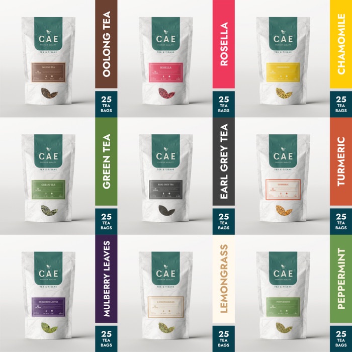 Jual All Premium CAE 25 Tea Bags Pure Series Chamomile Earl Ginger Mint ...