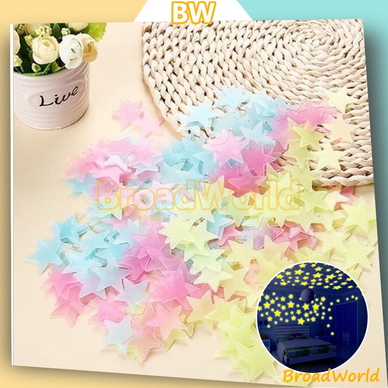 Jual 100pcs Stiker Bintang / Glow In The Dark Star Sticker / Bintang ...