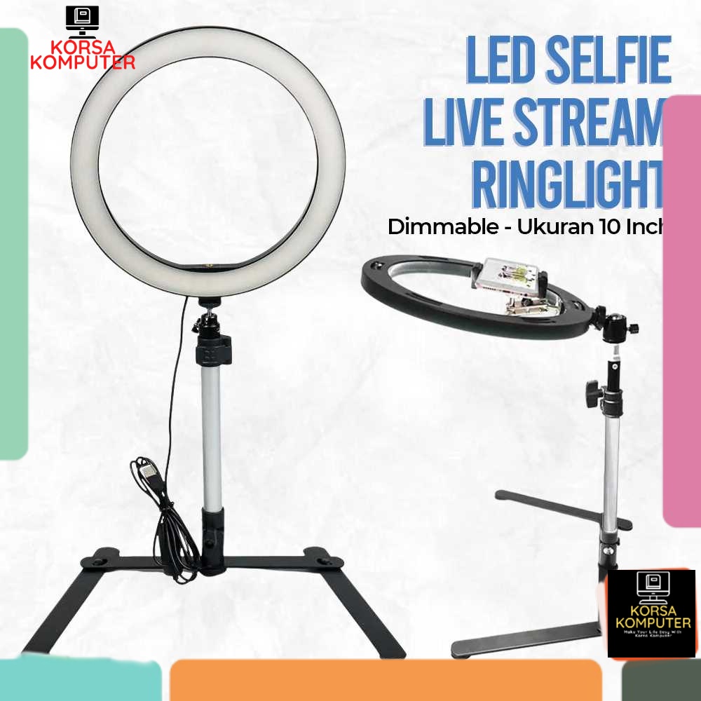 Jual Lampu LED Live Streaming Selfie Ring Light Dimmable Live Stream 10 ...