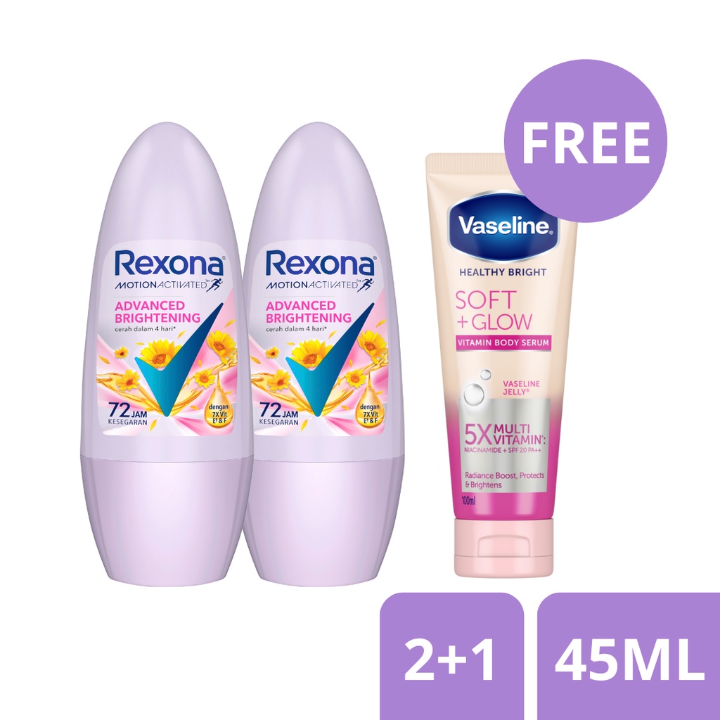 Jual Buy 2 Rexona Advanced Brightening 45ml FREE Vaseline Soft Glow ...