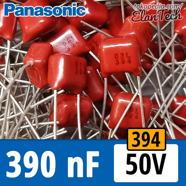 Jual 390nF / 394 50V Milar ECQ Capacitor 390n 390 nF Kapasitor ElanTech ...