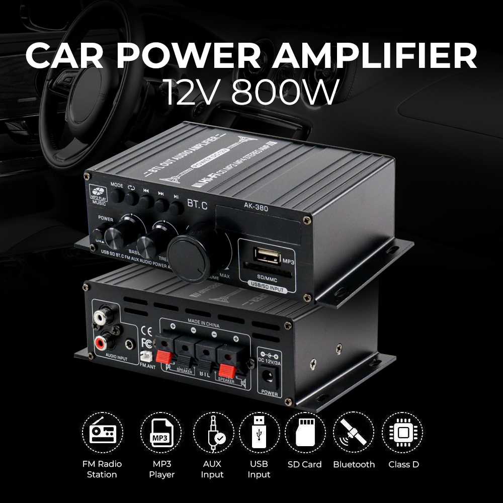 Jual LEORY Penguat Daya Audio Bluetooth Car Power Amplifier 12V 800W - AK380 | Shopee Indonesia