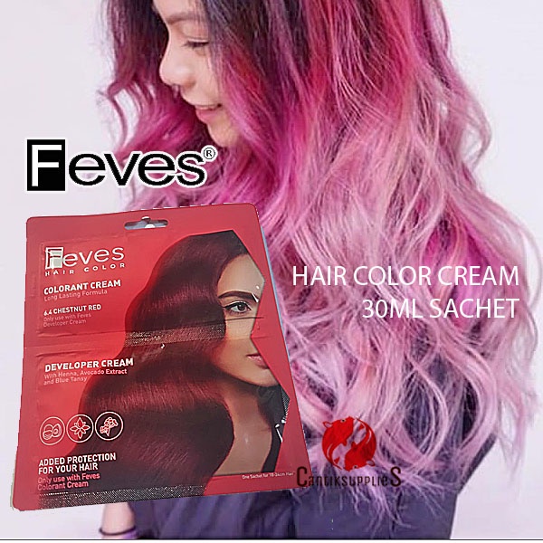 Jual Pewarna Rambut Permanent FEVES Hair Color 30ml SACHET Cat Semir ...
